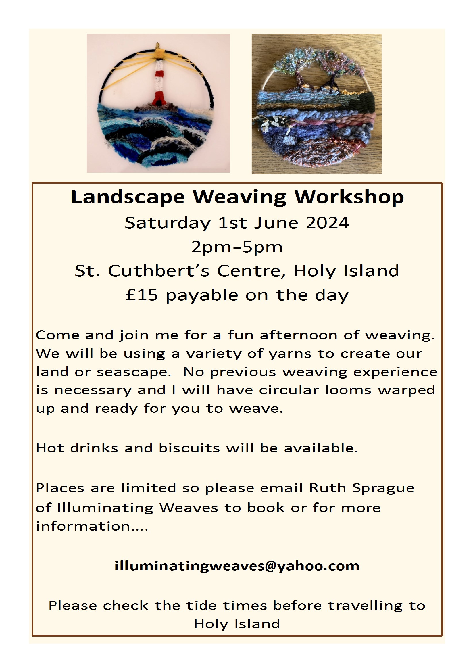 Ruth Sprague Weaving Workshop Poster 2024 conv 1 – St. Cuthbert's Centre